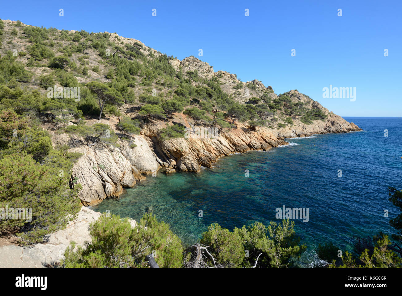 Mediterranean Coast at Mejean or Méjean Calanque on the Côte Bleue, or ...