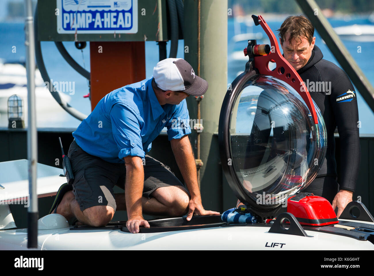 Prototype personal two-man submarine is prepared for test dive ...
