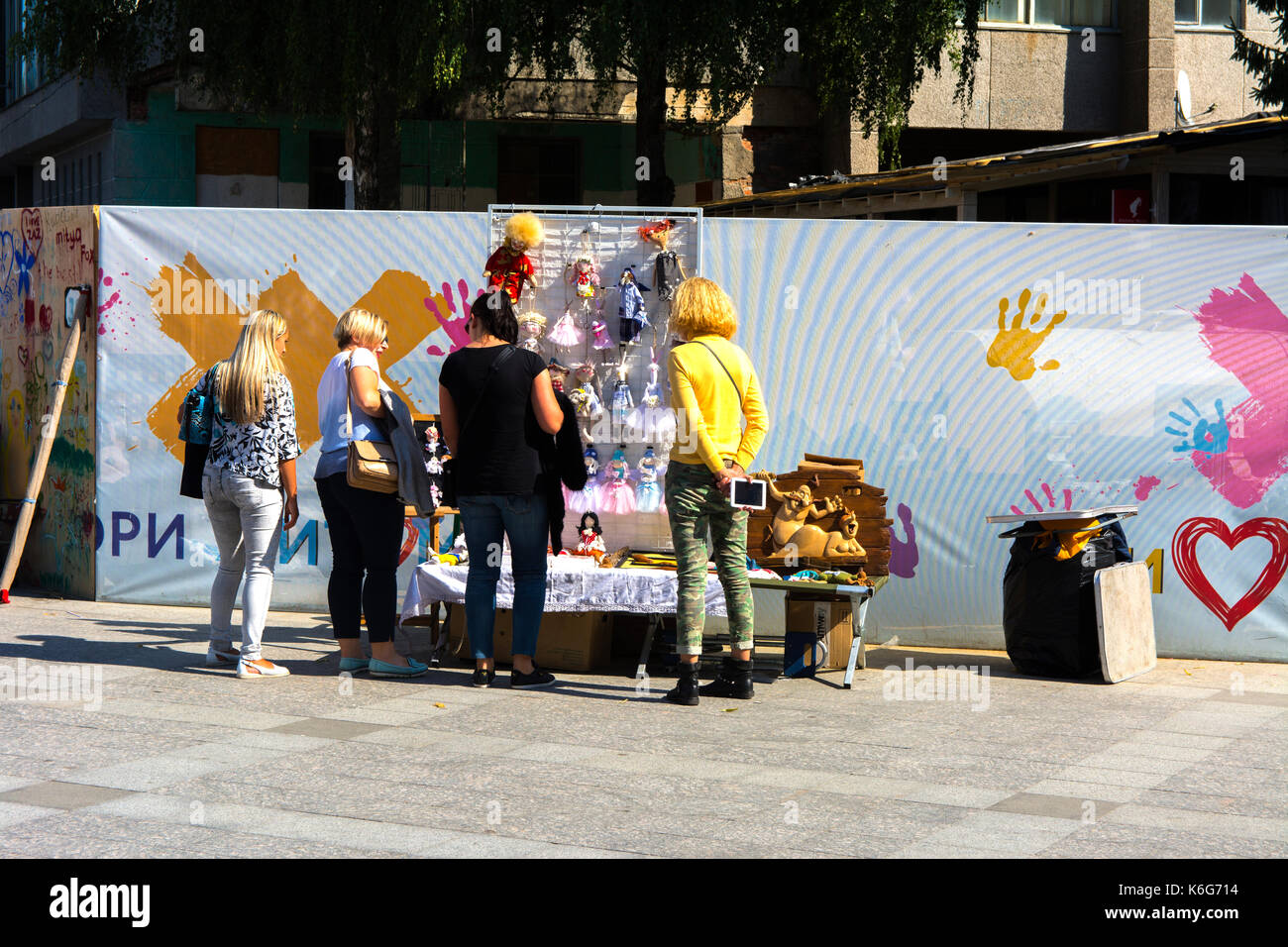 Street trading with goods from the counter at the celebration. Day of ...