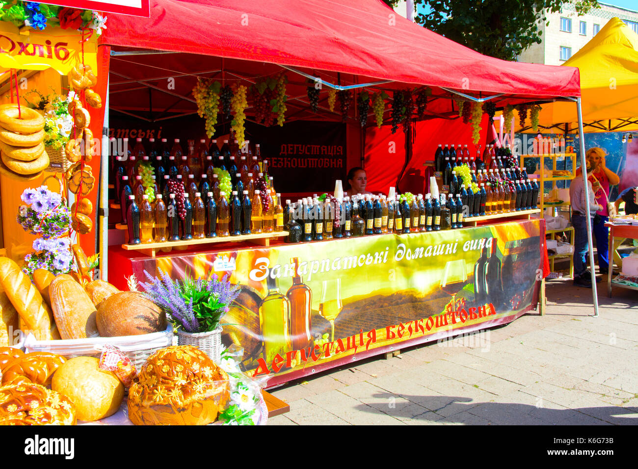 Street trading with goods from the counter at the celebration. Day of ...