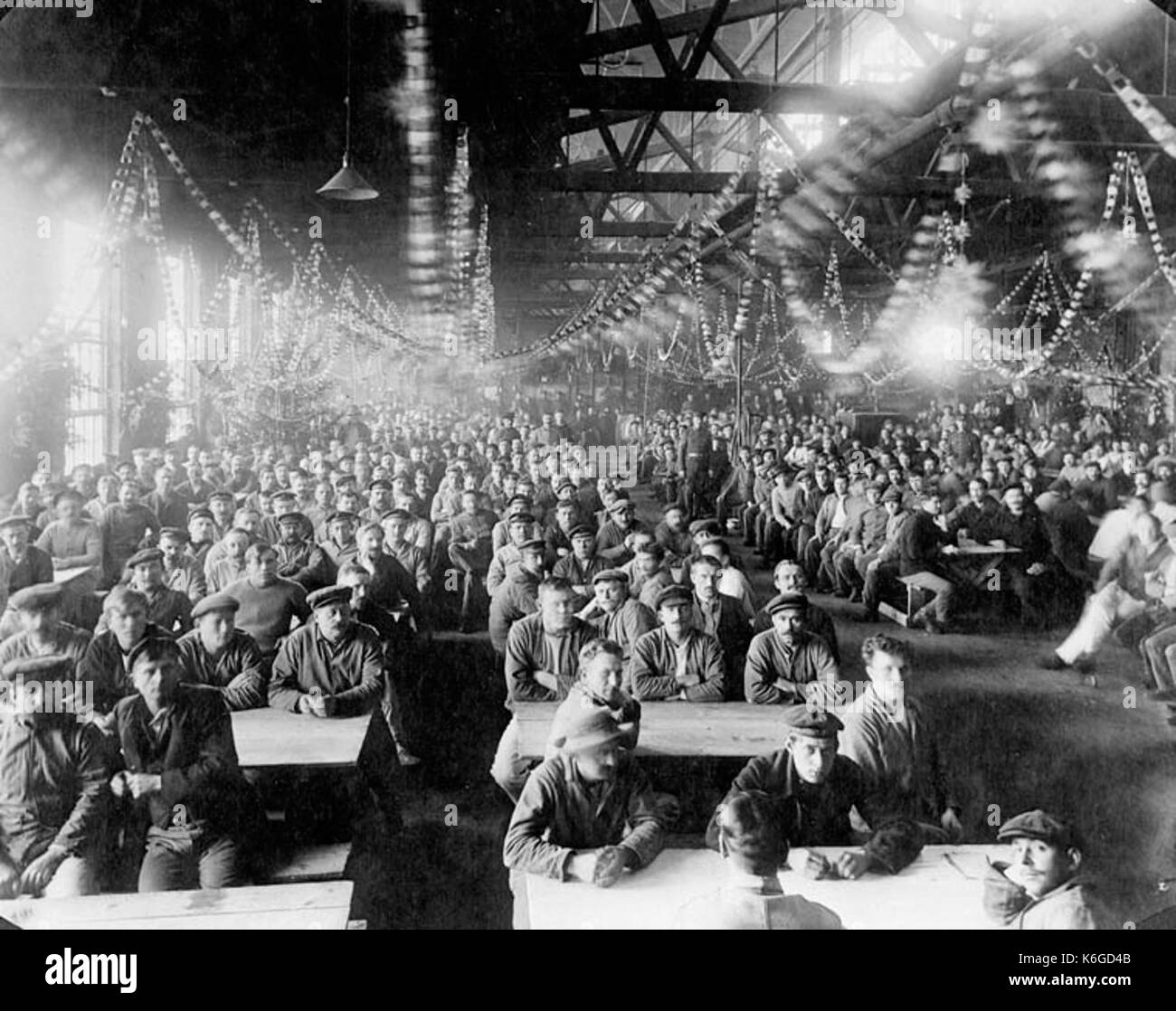 Christmas celebration at Internment Camp in Canada, W.W.I 1916 Stock ...