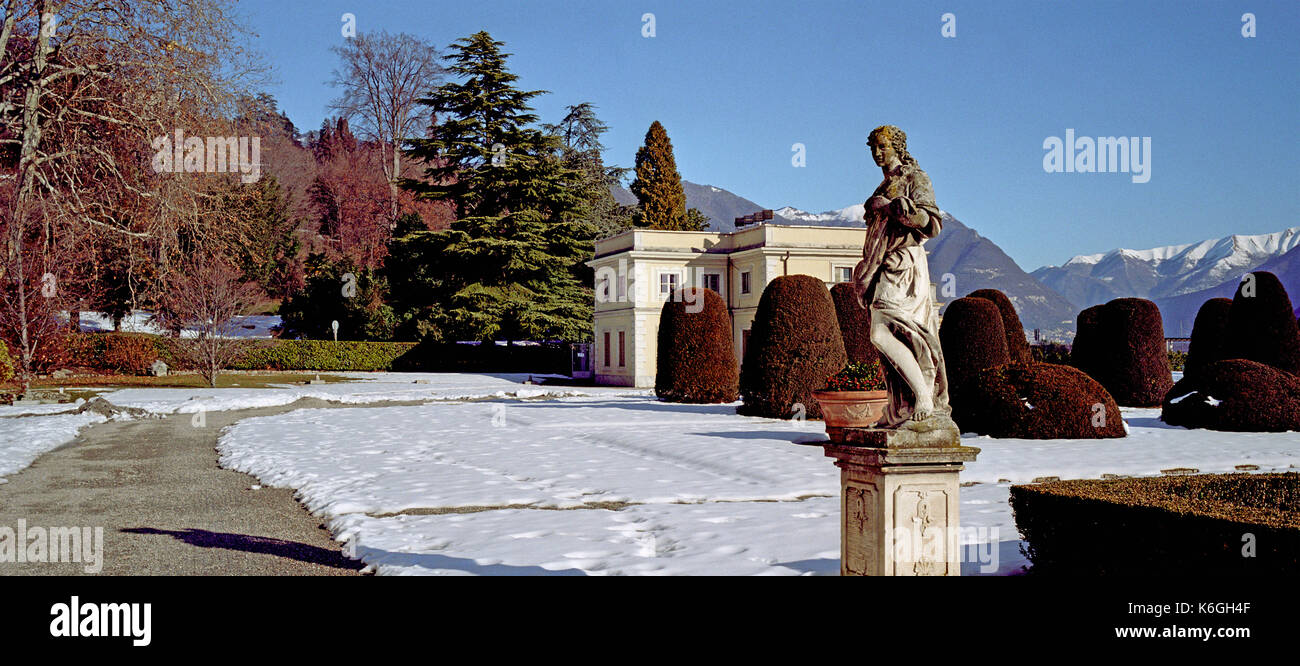gardens of Villa Olmo by Lake of Como during the winter Lombardy Italy ...