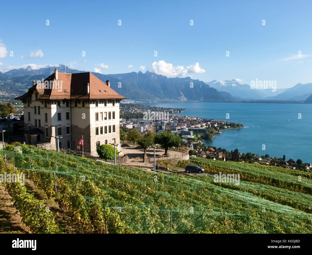 Lavaux, Switzerland: Landscape of Lavaux Vineyard Terrace hiking trail ...