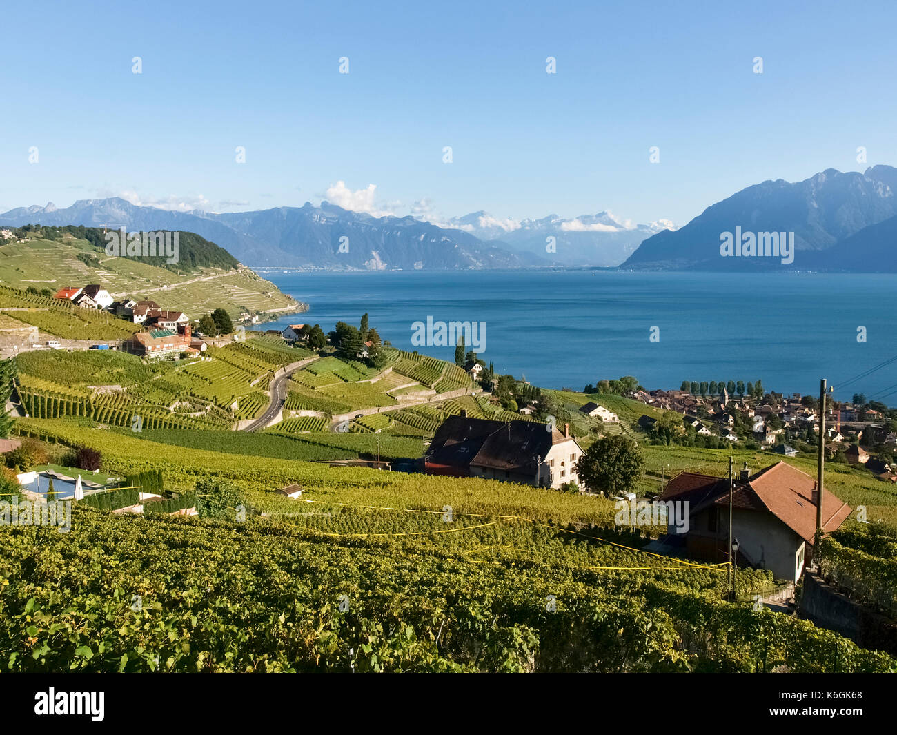 Lavaux, Switzerland: Landscape of Lavaux Vineyard Terrace hiking trail ...