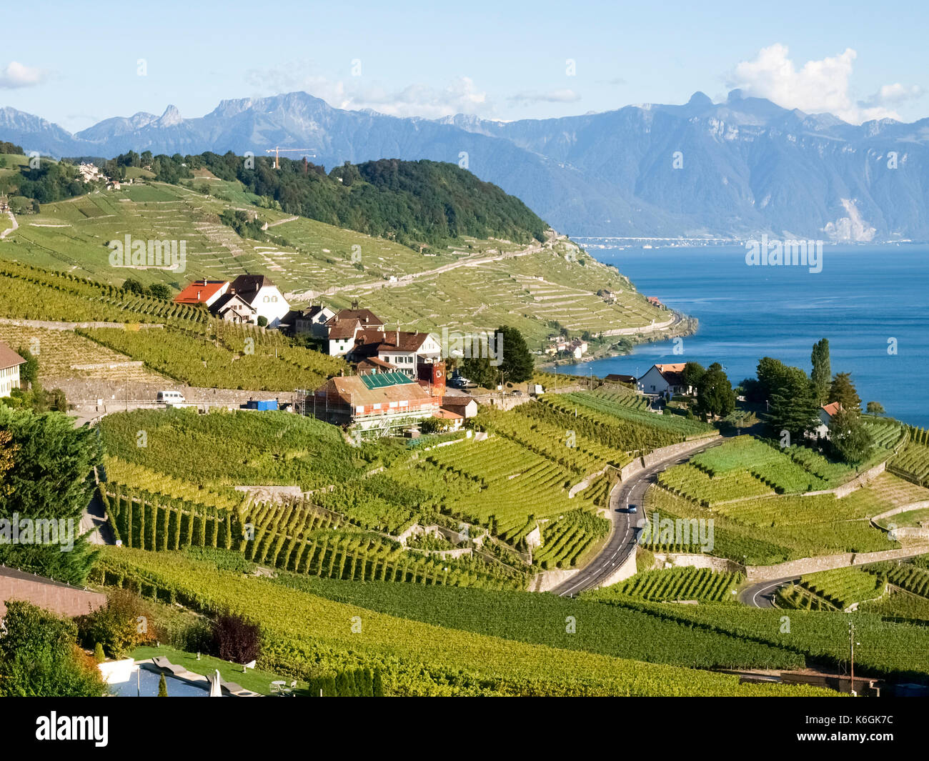 Lavaux, Switzerland: Landscape of Lavaux Vineyard Terrace hiking trail ...