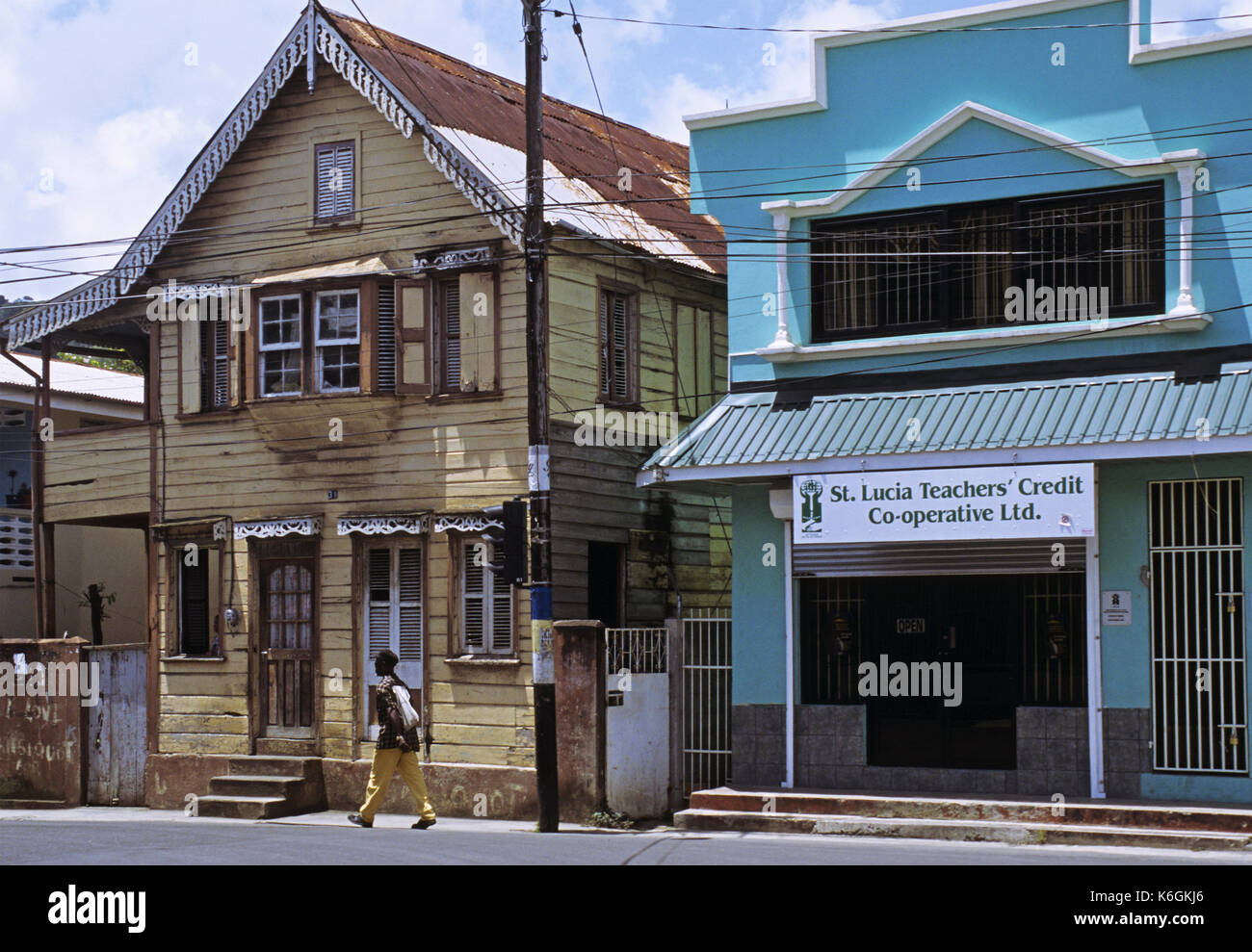 buildings in Castries, St Lucia island, eastern caribbean Stock Photo ...