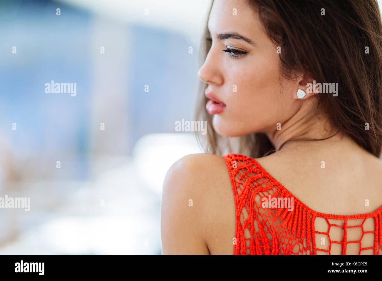 Portrait beautiful girl behind hi-res stock photography and images - Alamy