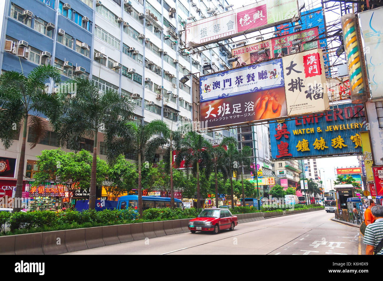 Nathan Road street view. The street is a main thoroughfare through ...