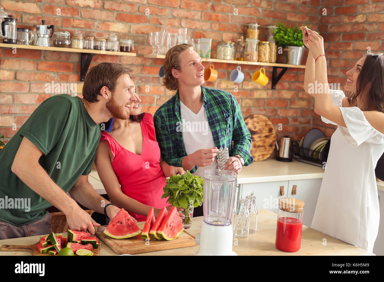 People at kitchen Stock Photo - Alamy