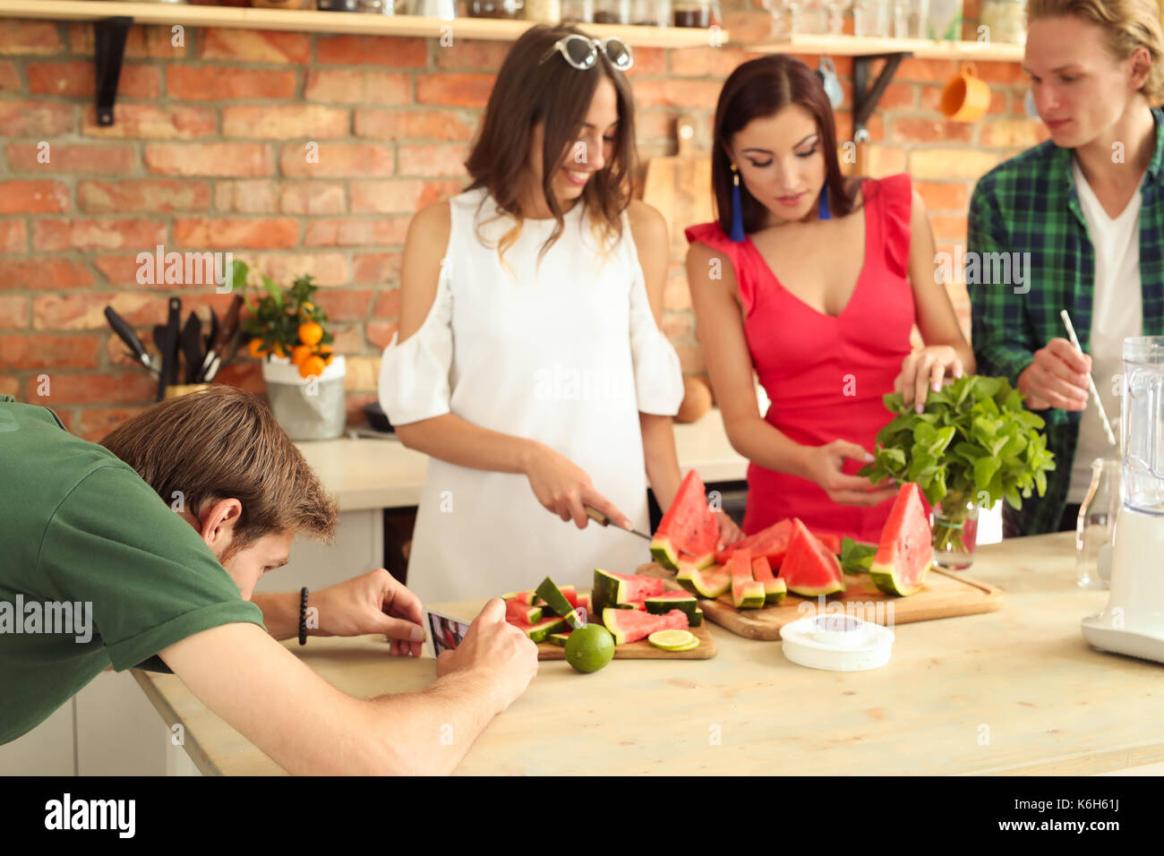 People at kitchen Stock Photo - Alamy