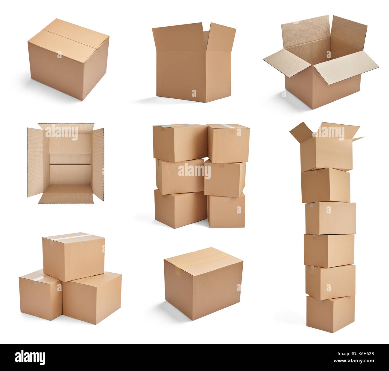 collection of various cardboard boxes on white background Stock Photo ...