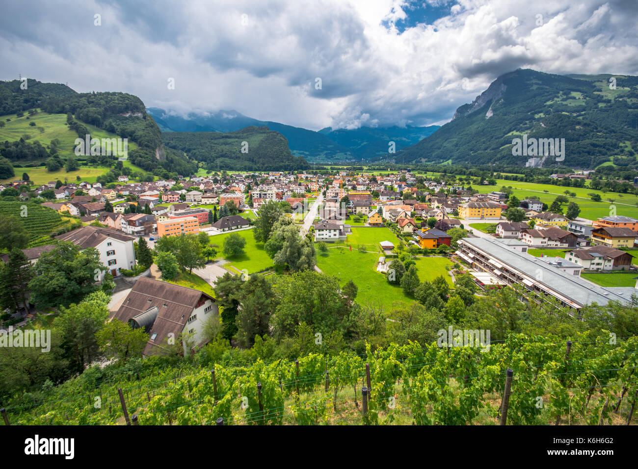 Landscape view on Balzers village in Liechtenstein Stock Photo - Alamy