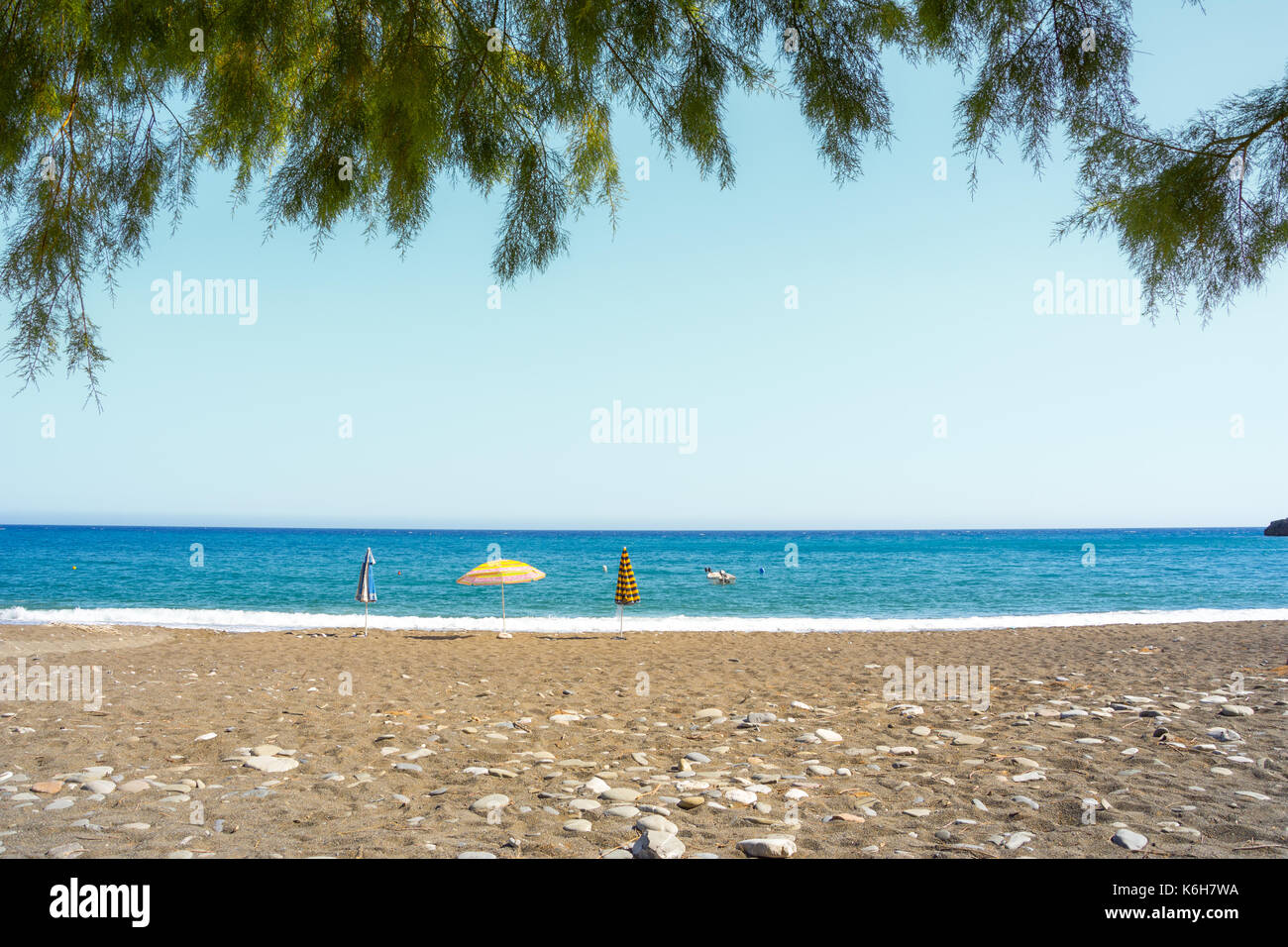 The amazing tropical beach of Panagia Tripiti, in Crete, with sandy ...