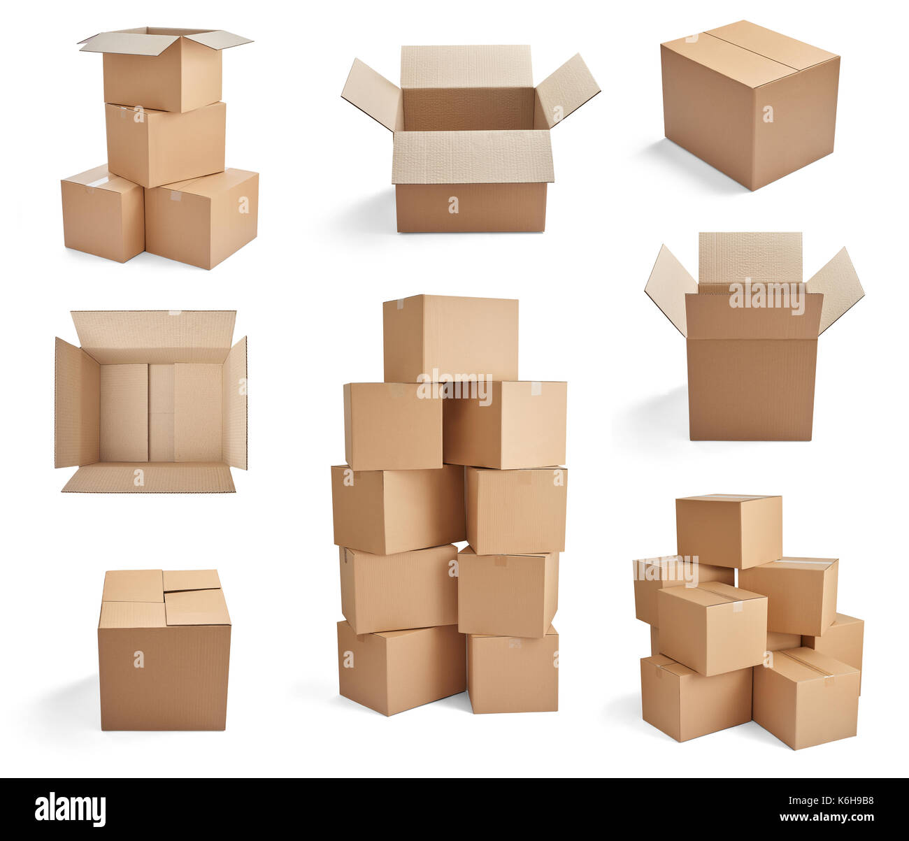 collection of various cardboard boxes on white background Stock Photo ...