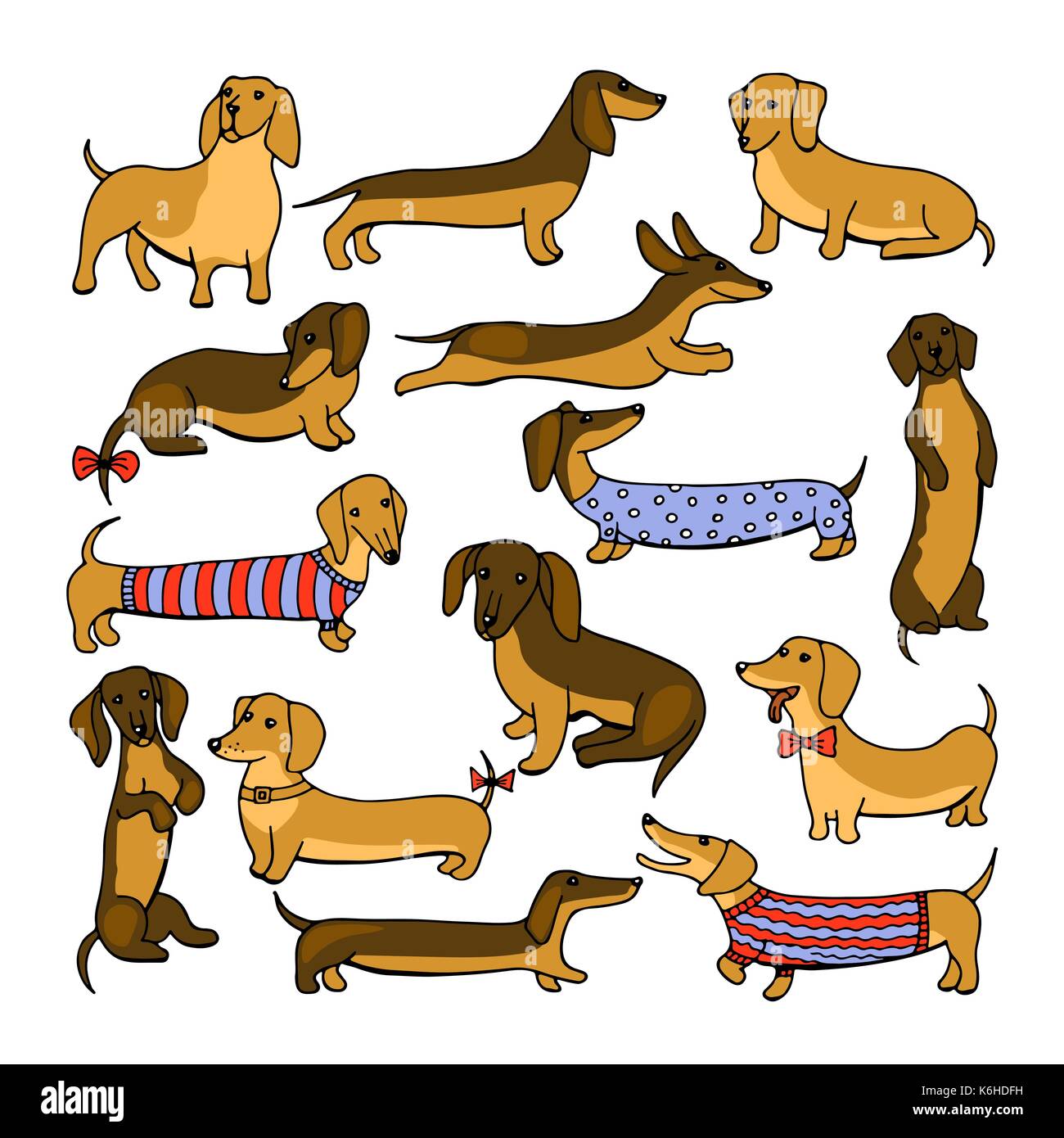 Set of dog dachshund illustrations Stock Vector Art & Illustration ...
