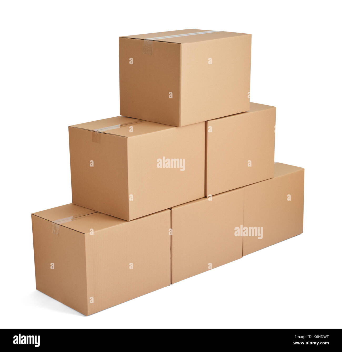 close up of a stack of cardboard boxes on white background Stock Photo ...