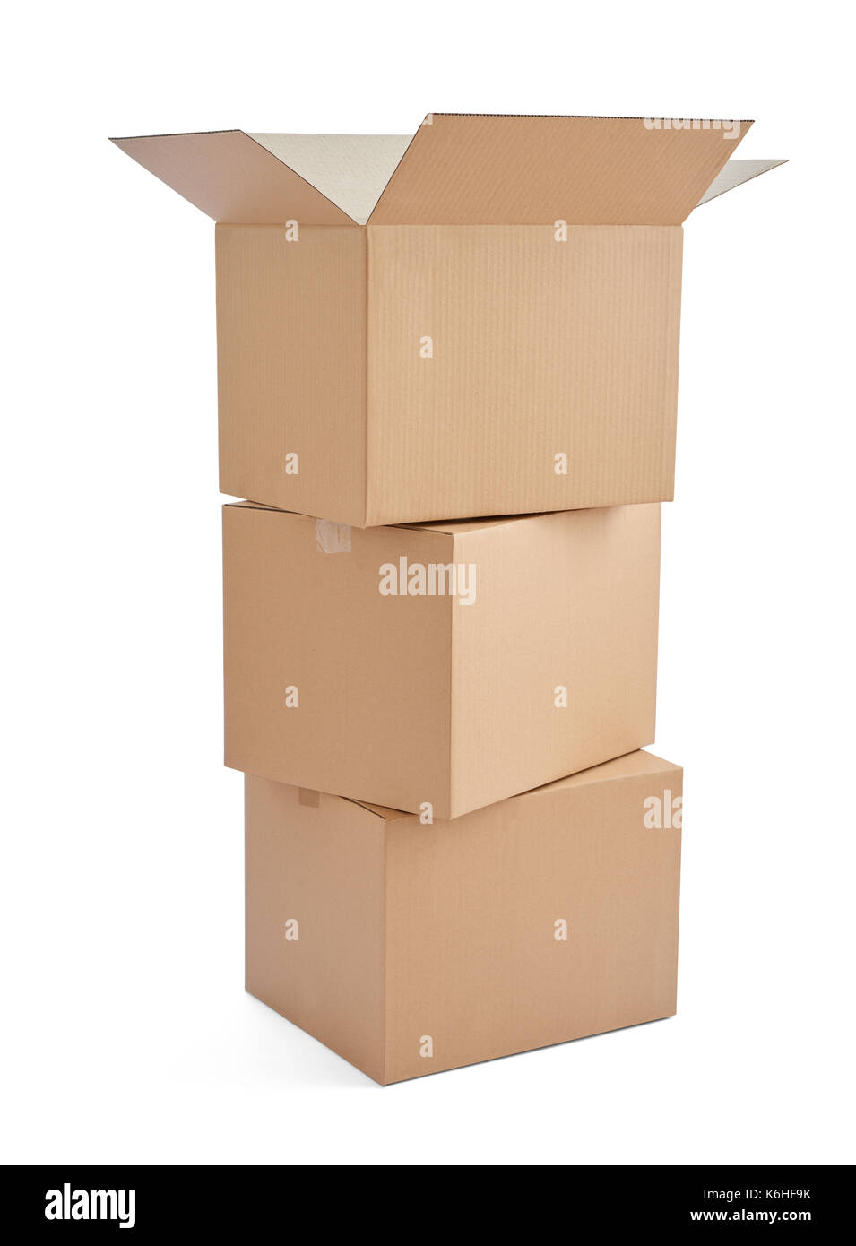 close up of a stack of cardboard boxes on white background Stock Photo ...