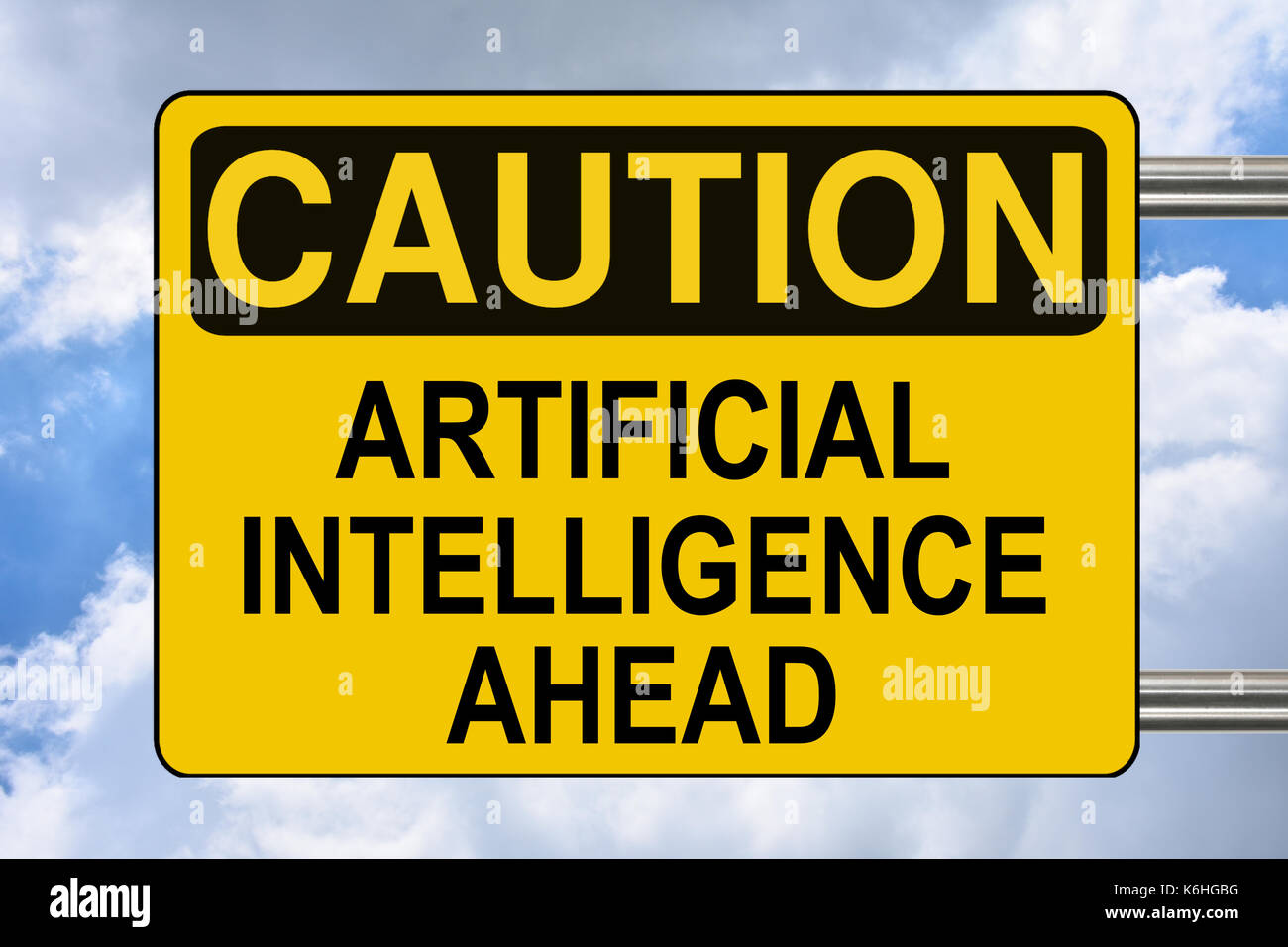Artificial intelligence ahead, warning road sign Stock Photo - Alamy