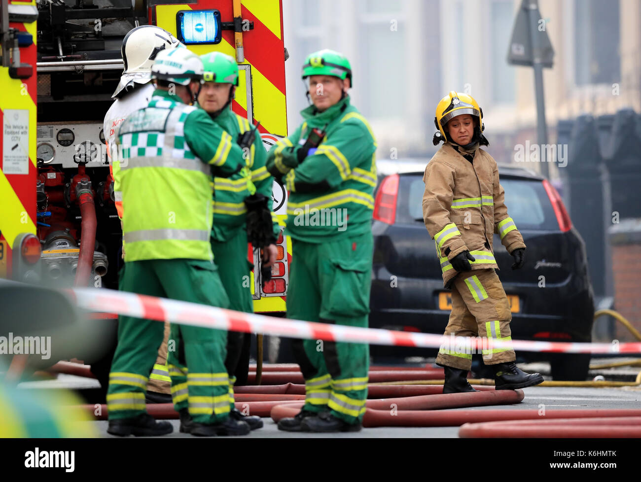 Emergency services at the scene of a house fire in Anfield Road ...