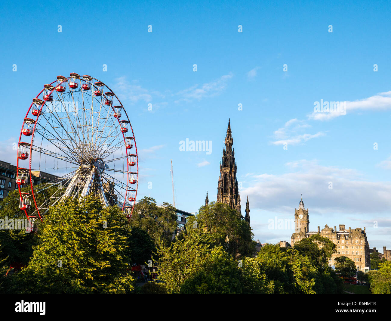 New Town Skyline, Edinburgh Big Wheel, The Scott Monument, and Balmoral ...