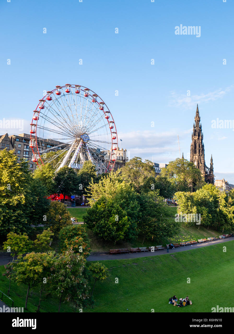 Edinburgh Big Wheel and Scott Monument, Princes Gardens East, New Town ...