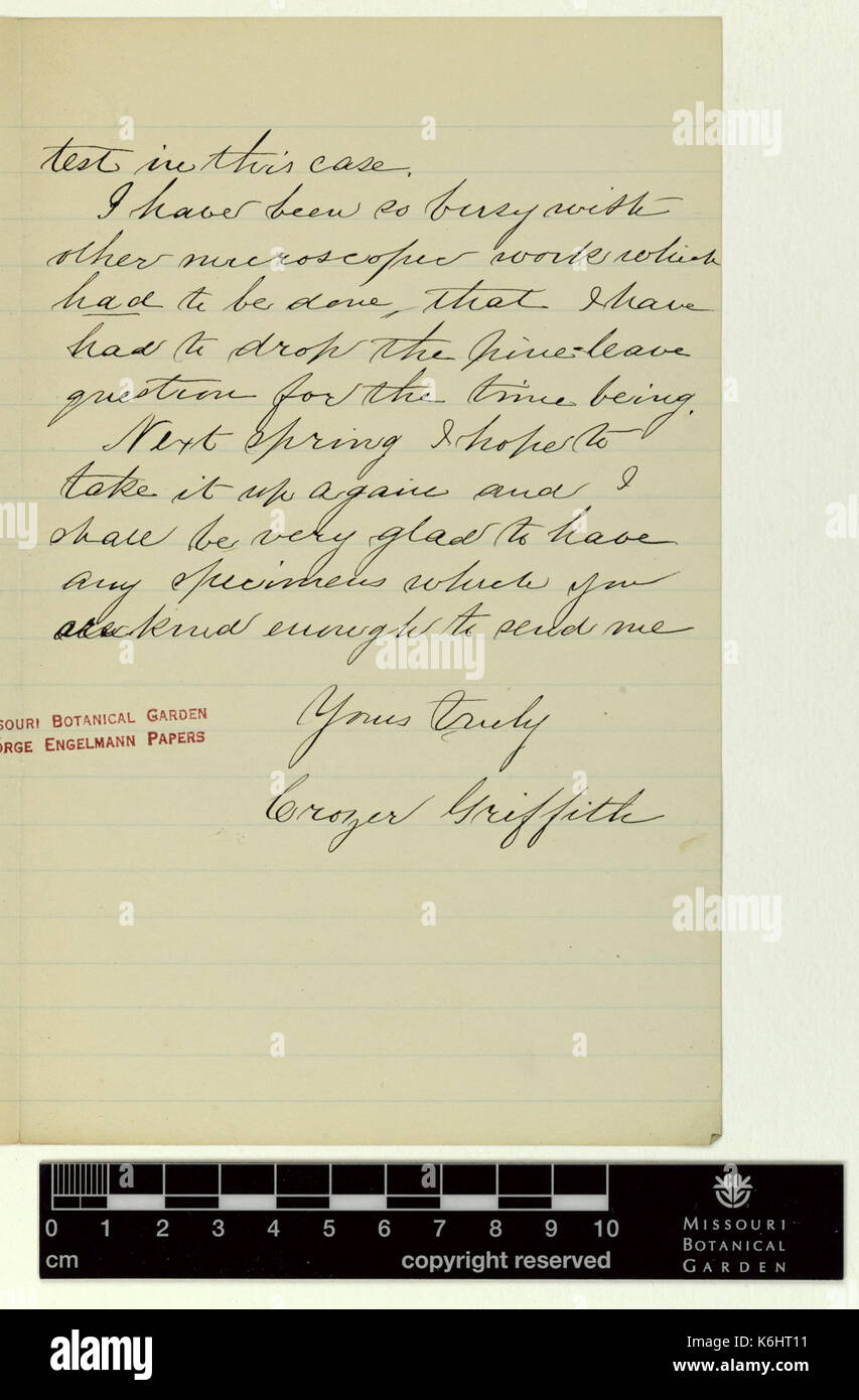 Correspondence Griffith (John) and Engelmann (George) BHL43434093 Stock ...