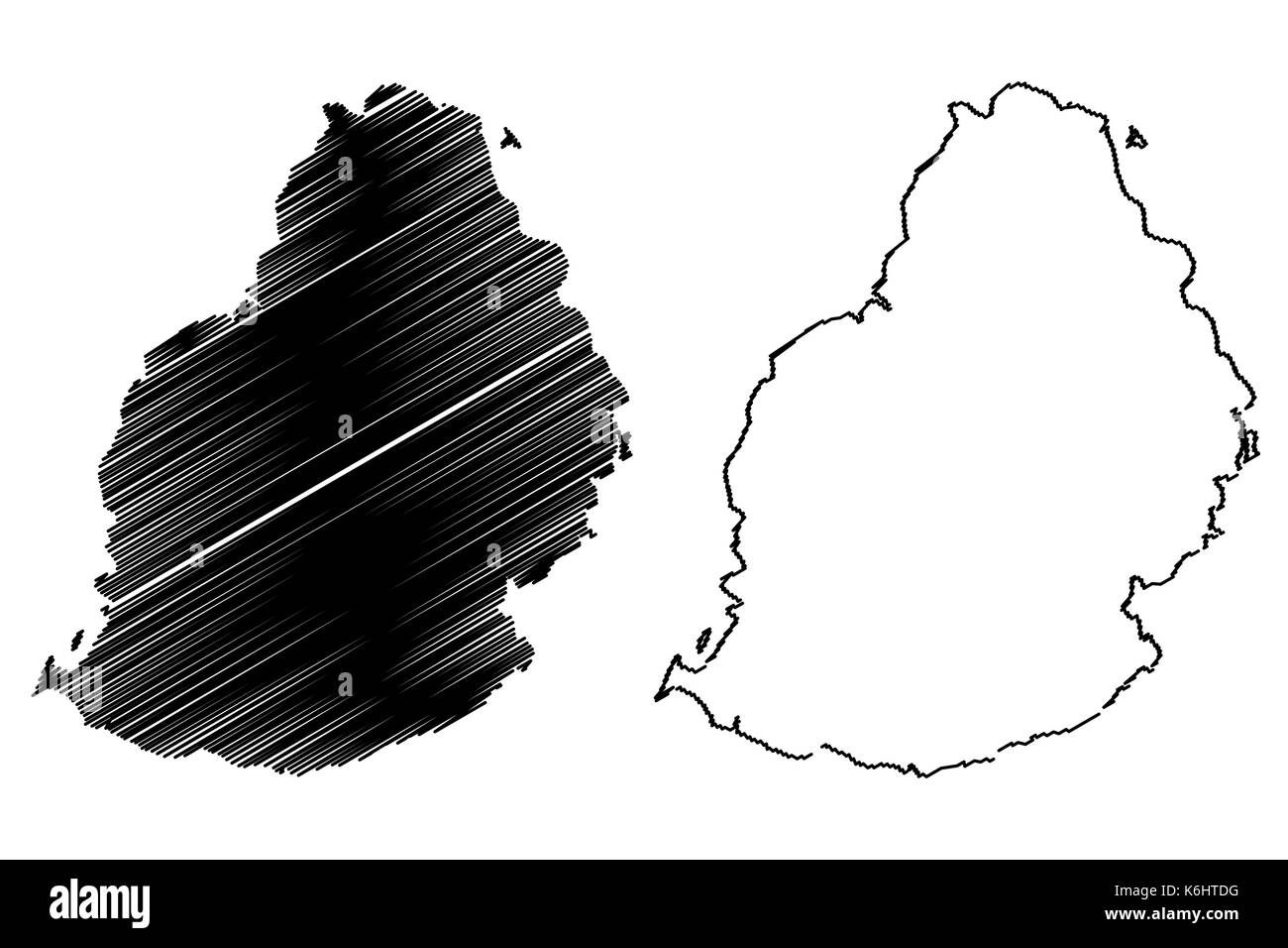 Mauritius country black outline Cut Out Stock Images & Pictures - Alamy
