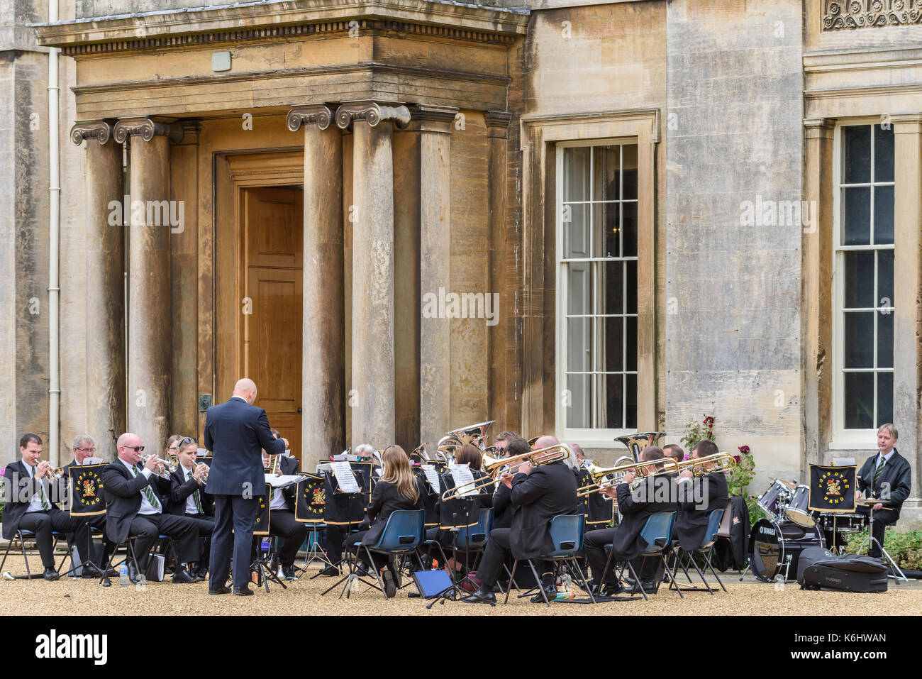 The Foss Dyke brass band perform a concert outside the main entrance to ...