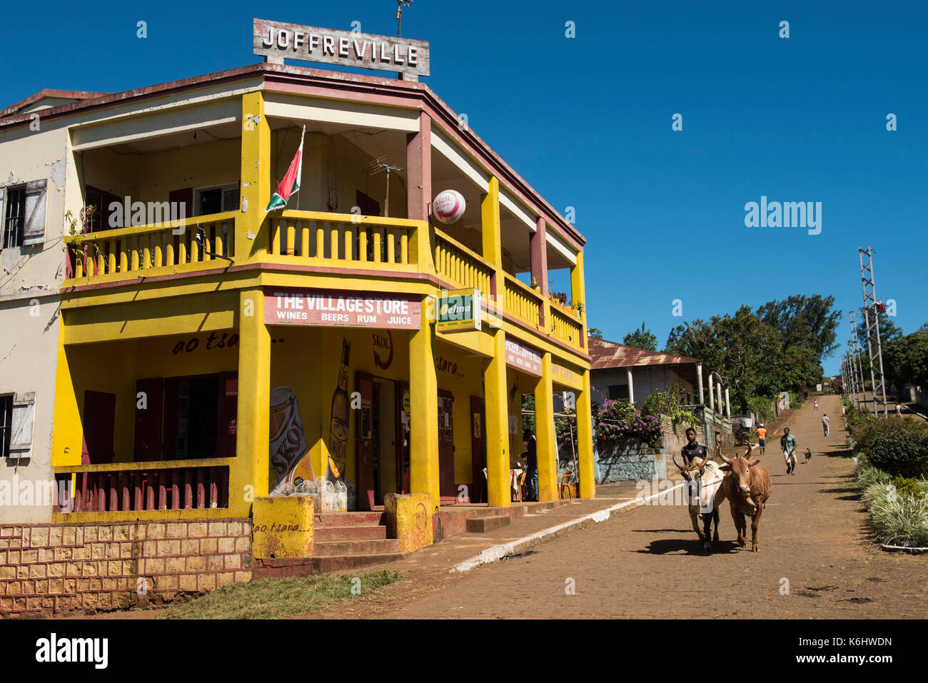 Colonial building housing a general store, Joffreville, Madagascar ...