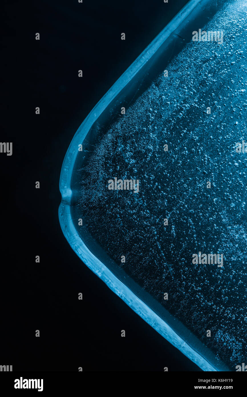 Macro Blue ice surface, Curve abstract is close up on texture of ice ...