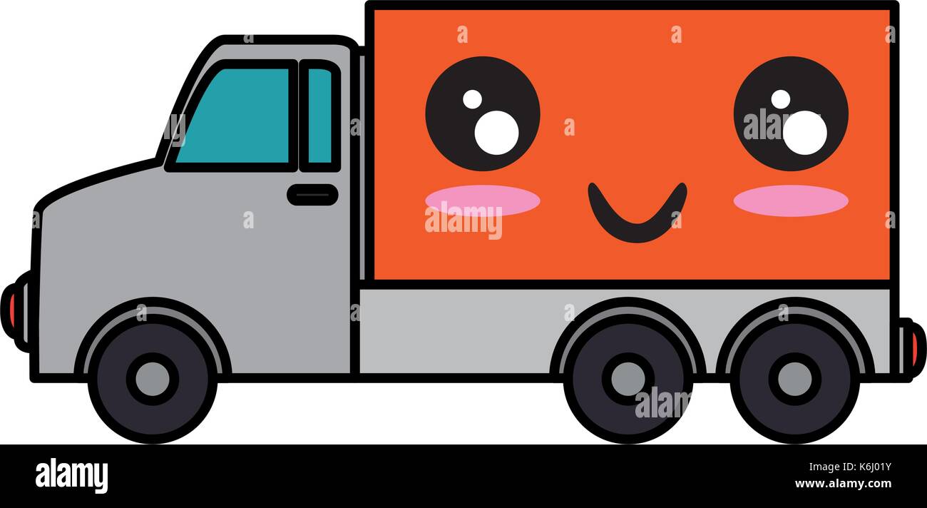delivery truck kawaii character vector illustration design Stock Vector ...