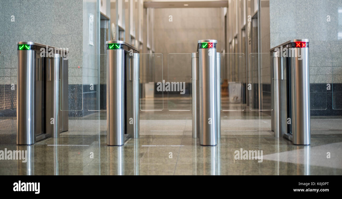 Technology security gateway, selective focus on entrance machine. show ...