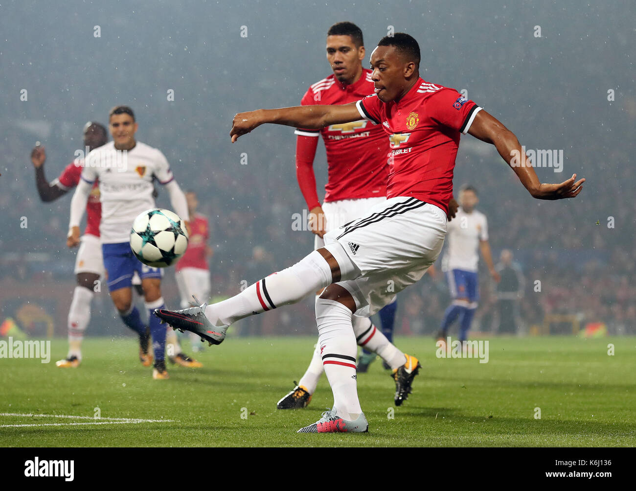 Manchester United's Anthony Martial takes a shot on goal during the ...