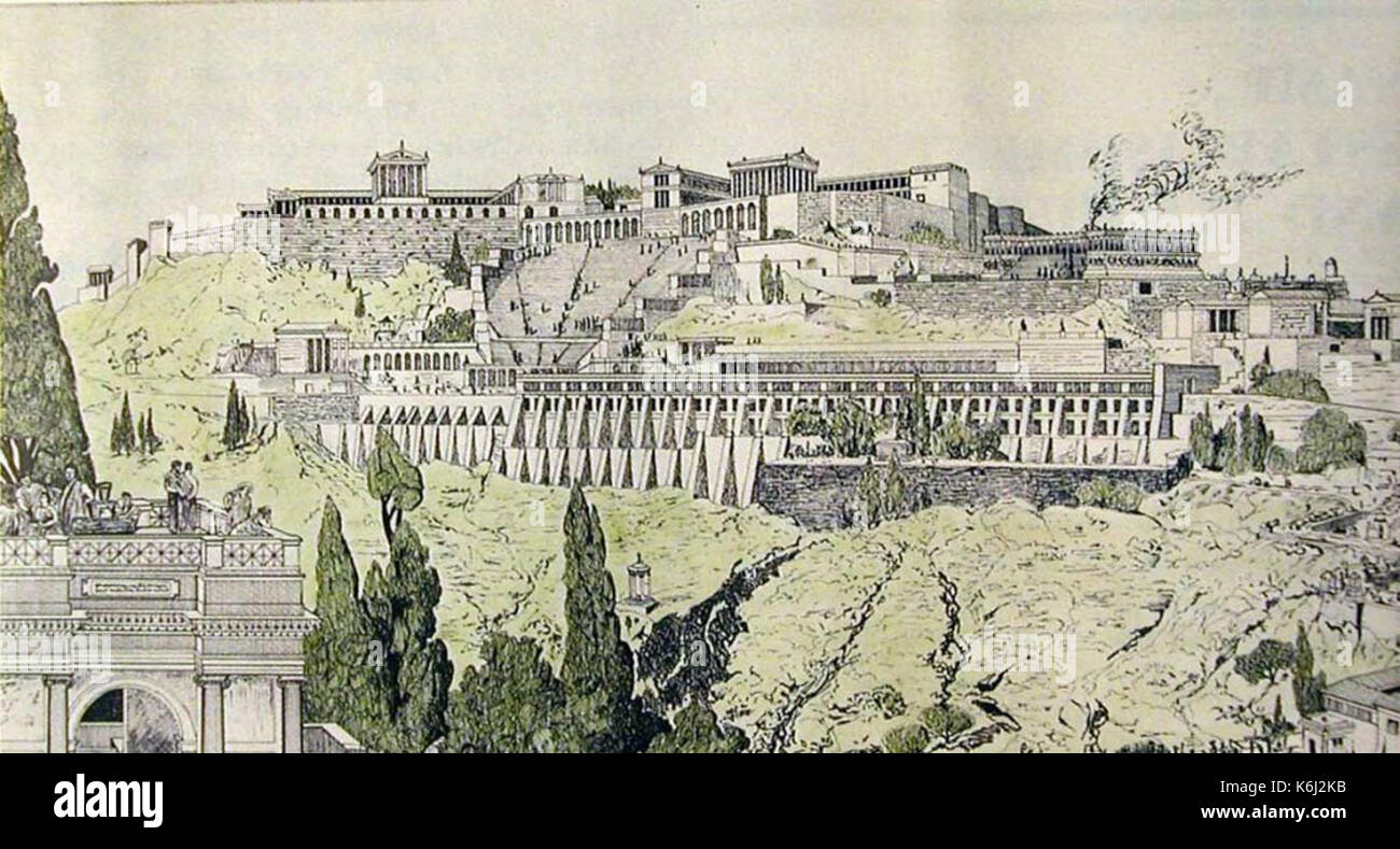 Drawing of ancient Pergamon Stock Photo - Alamy