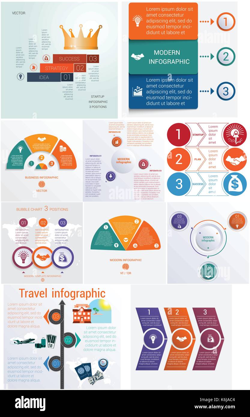 Set 10 universal templates elements Infographics conceptual cyclic ...