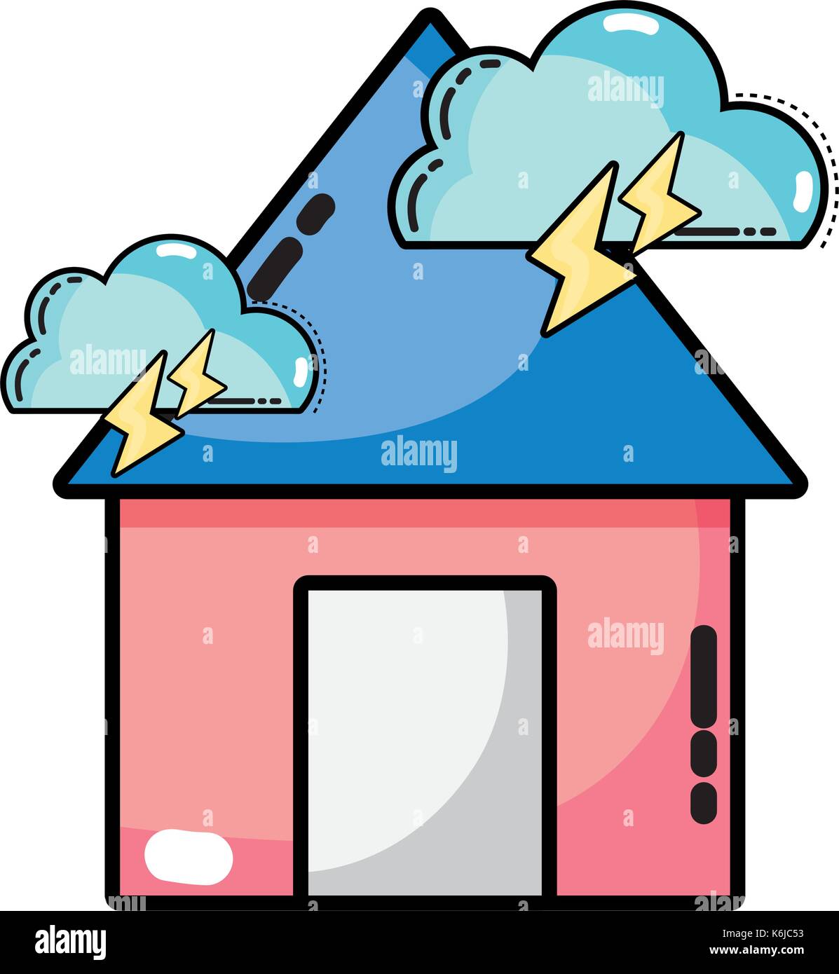 house with clouds and thunders natural weather Stock Vector Image & Art ...