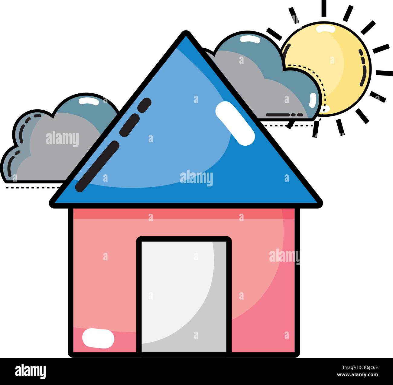 house with clouds and sun natural weather Stock Vector Image & Art - Alamy