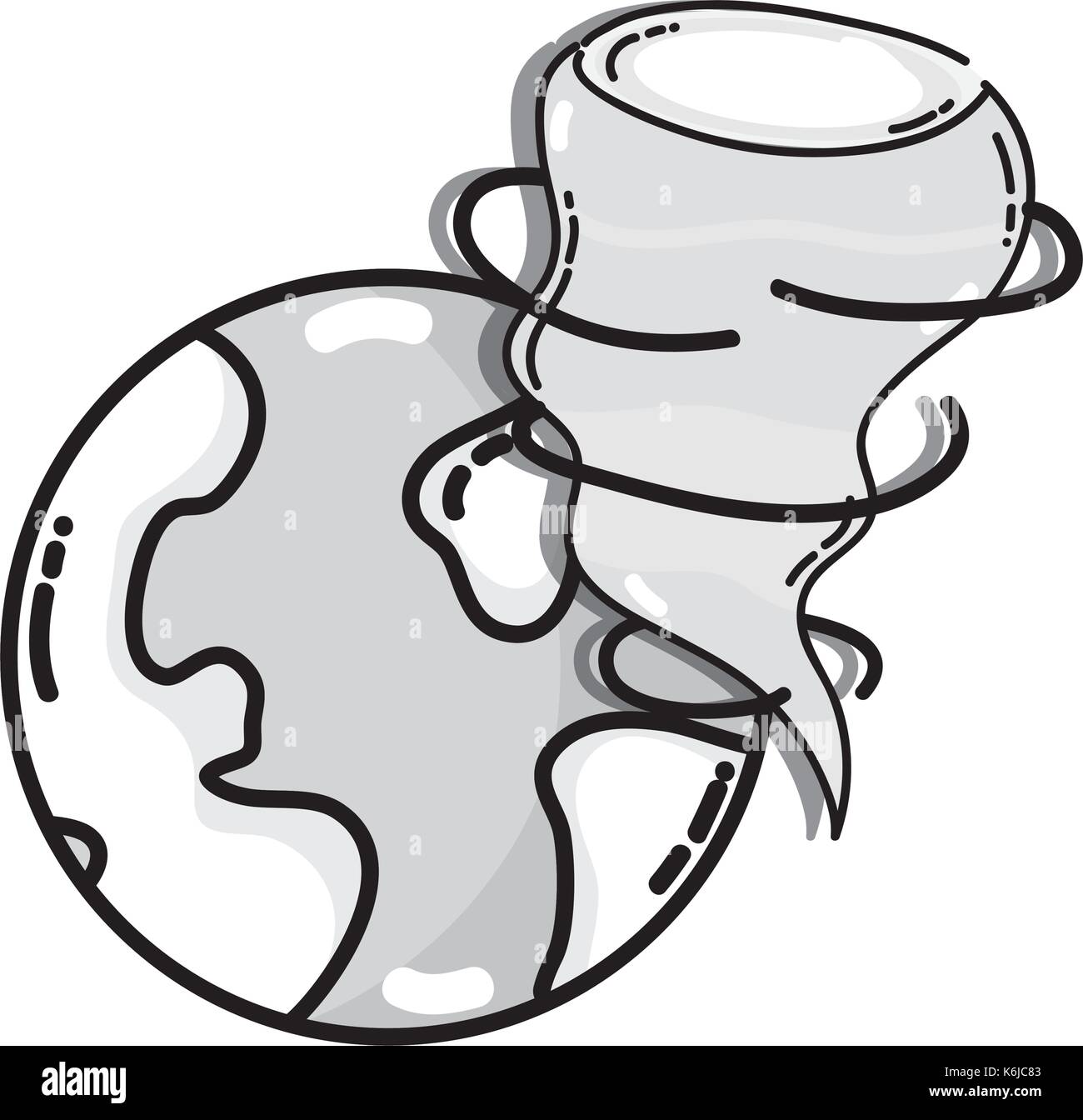 grayscale earth planet with twister natural weather Stock Vector Image ...