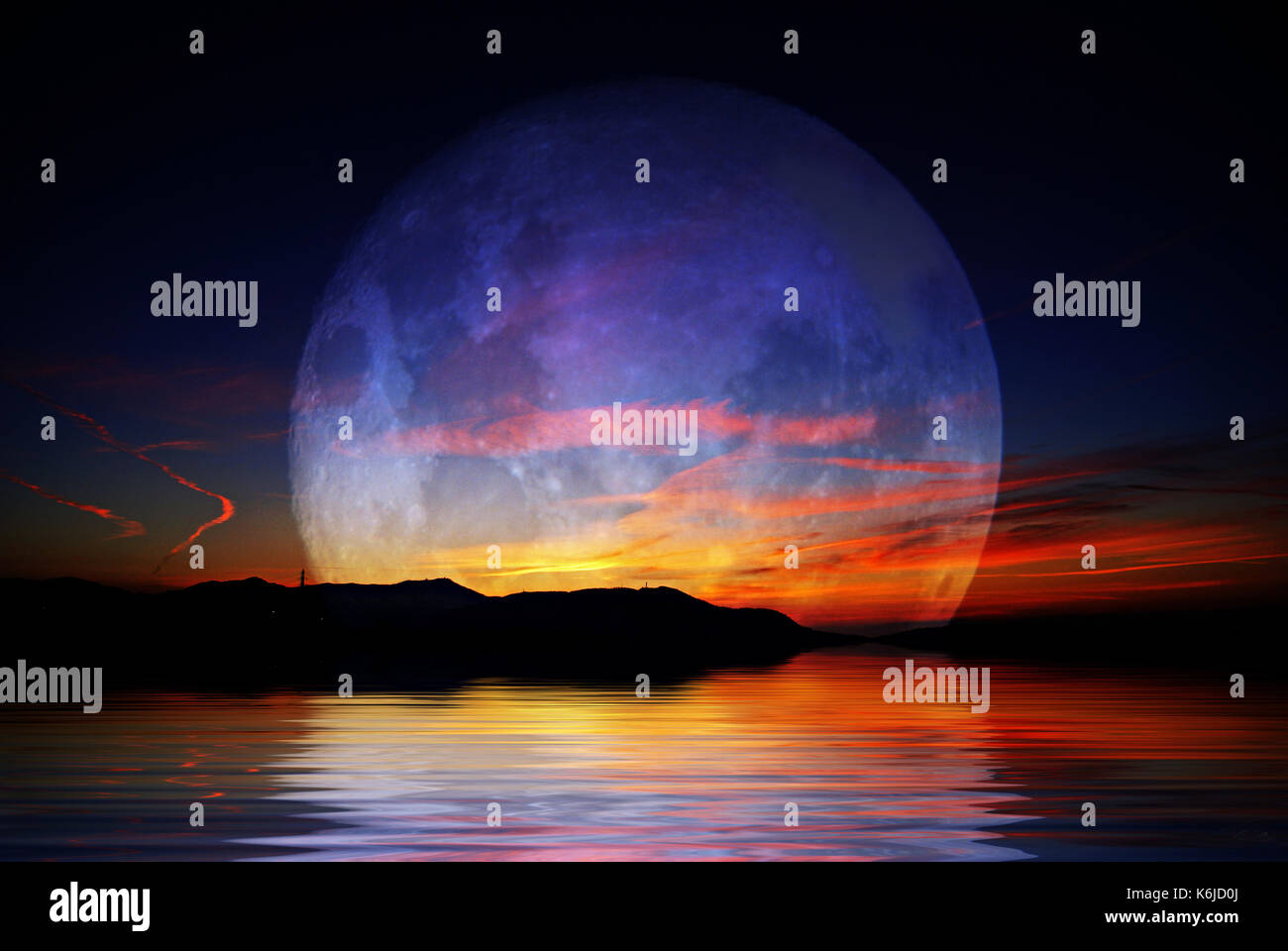 artist view of a moon over a coloured horizon Stock Photo - Alamy