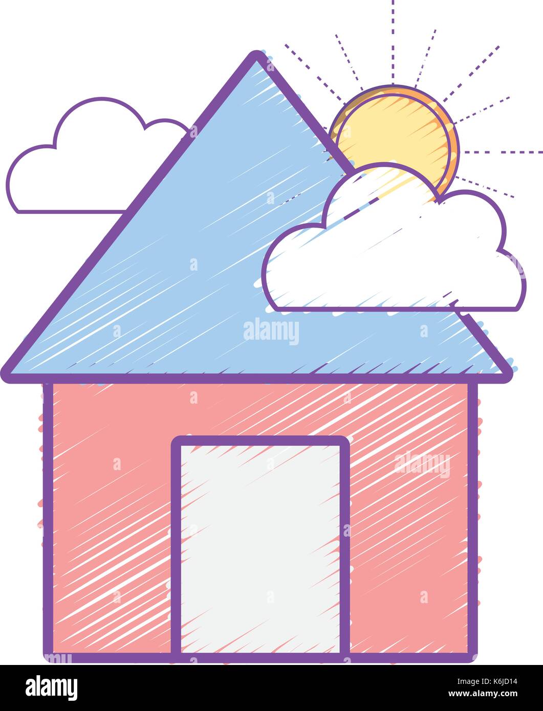 house with clouds and sun natural weather Stock Vector Image & Art - Alamy