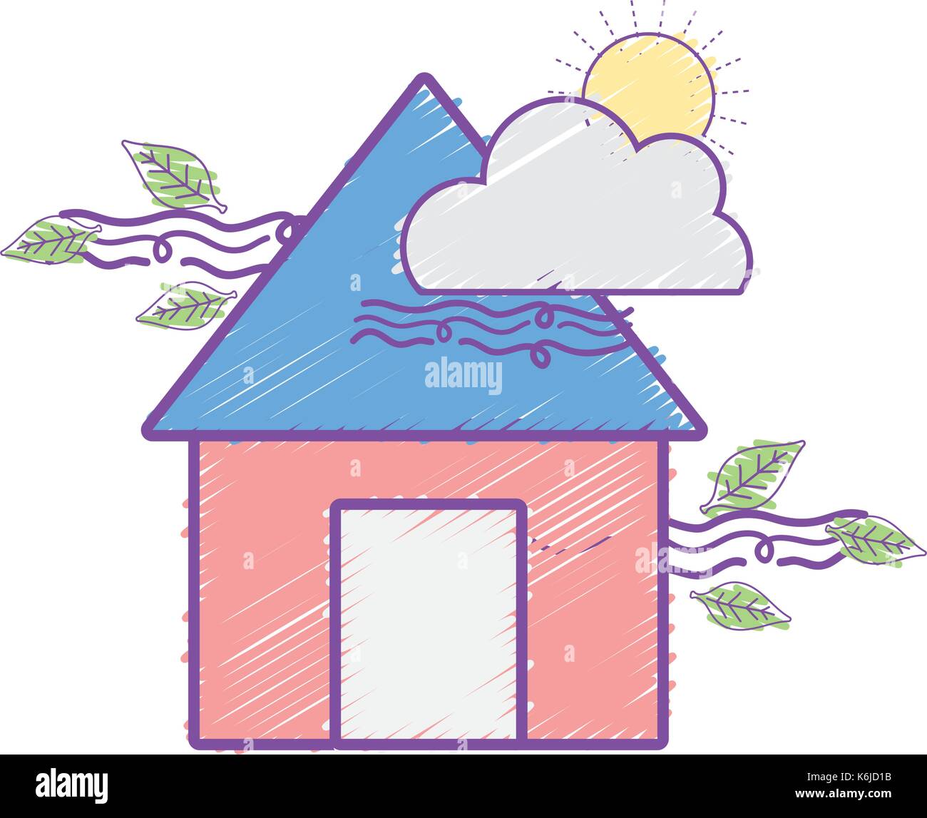 house with cloud and sun natural weather Stock Vector Image & Art - Alamy