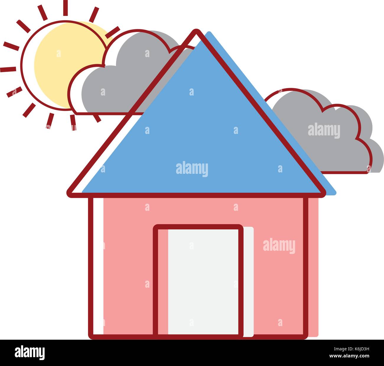 house with clouds and sun natural weather Stock Vector Image & Art - Alamy