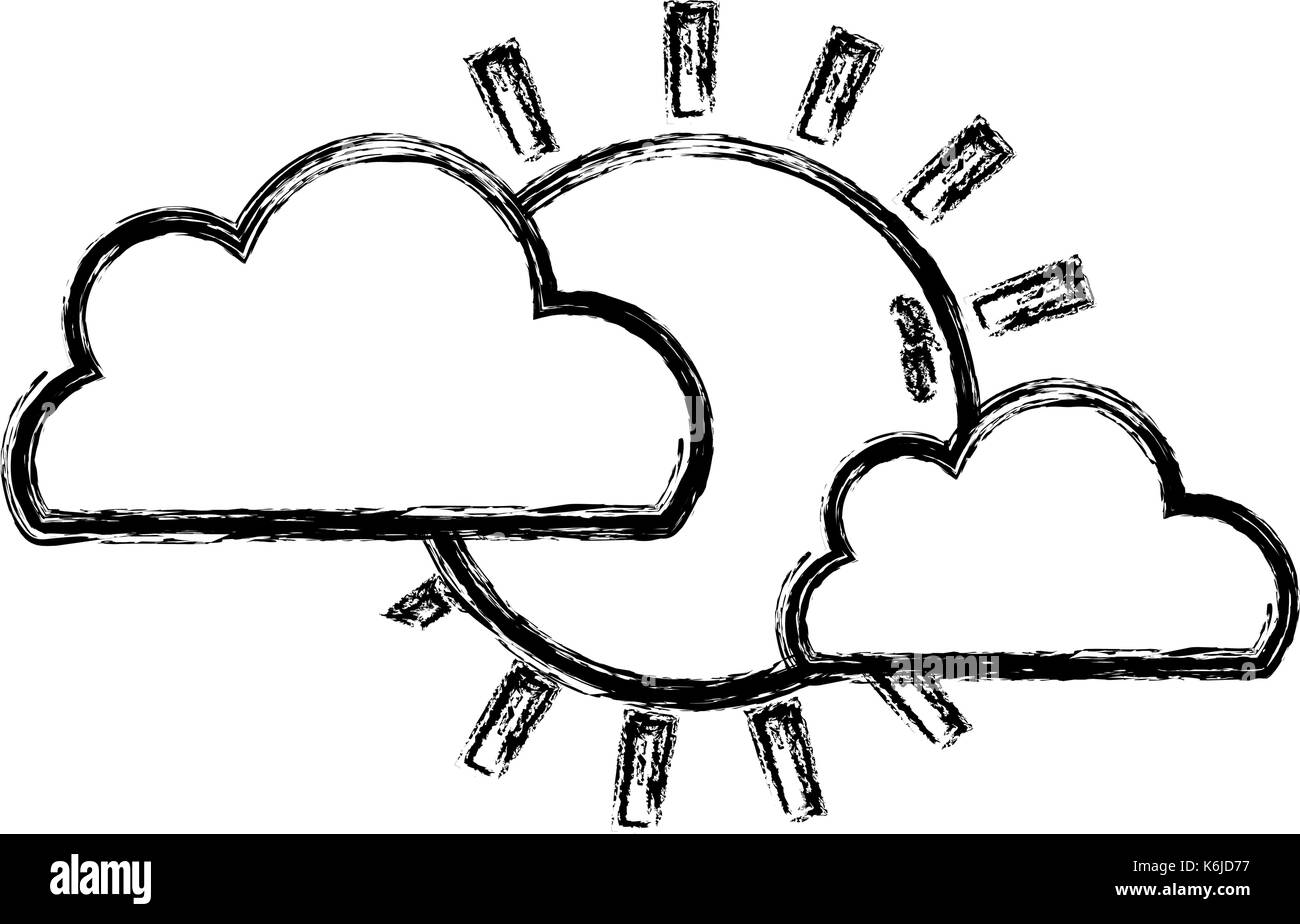 figure clouds with tropical sun natural weather Stock Vector Image ...