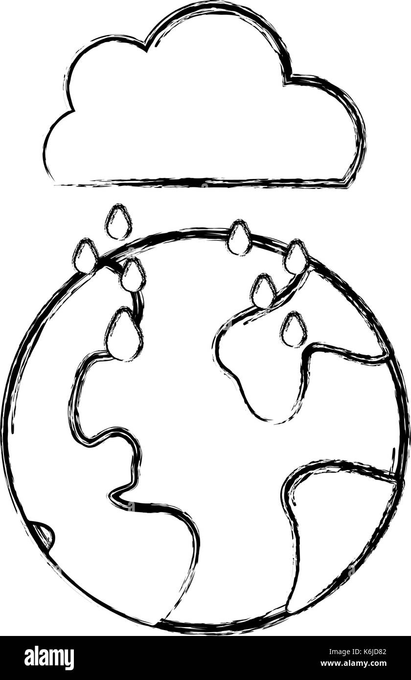 figure natural cloud raining in the earth planet Stock Vector Image ...