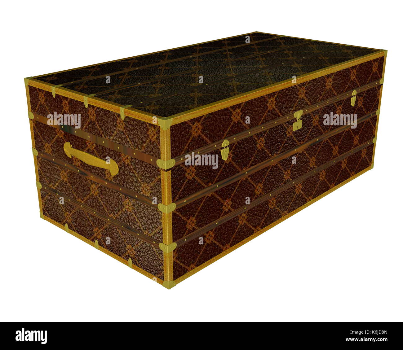 Vintage luggage trunk isolated in white background - 3D render Stock ...