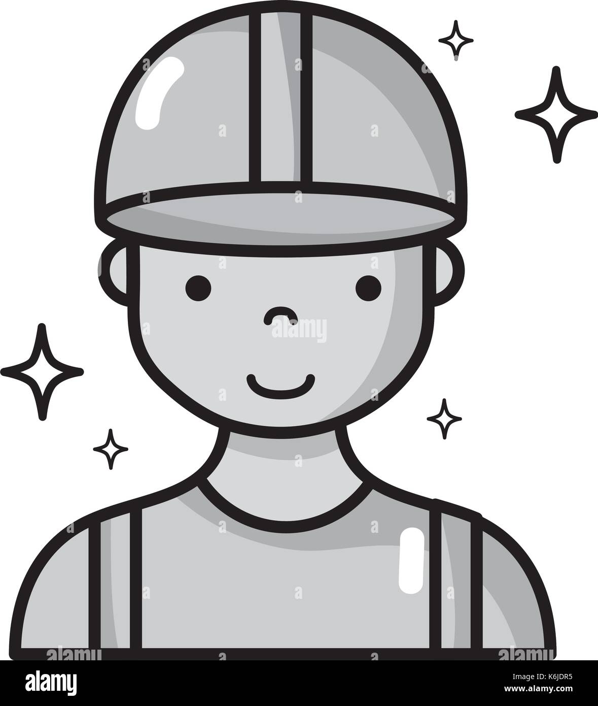 grayscale profesional man worker with cap and clothes Stock Vector ...