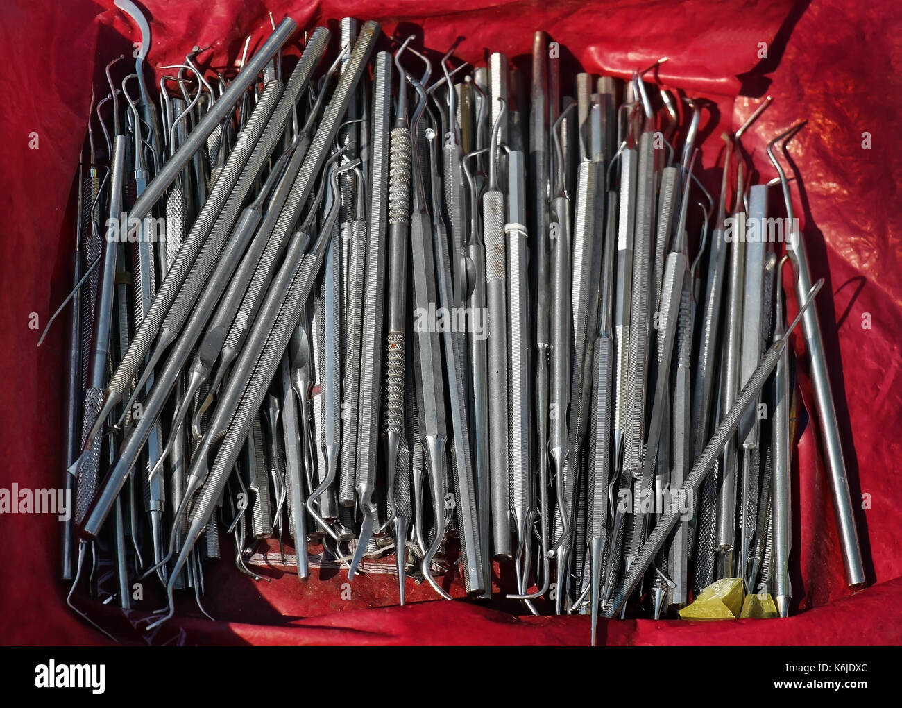 Professional dirty used dental professional instruments pile Stock ...