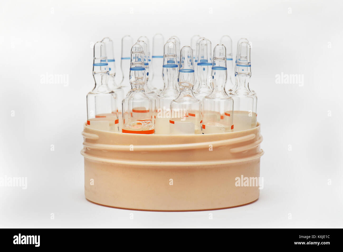 Injection glass ampoules with medication inside plastic container Stock ...