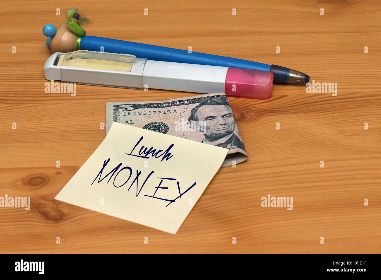 Lunch money note parents left for their kids to spend for food in ...