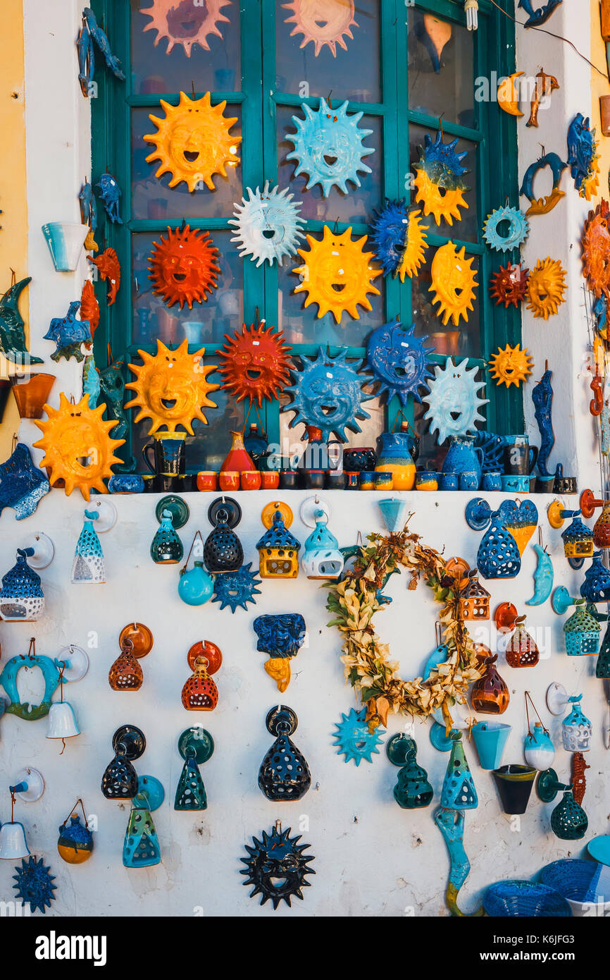Traditional Cretan painted ceramic dishes, Crete, Greece Stock Photo ...